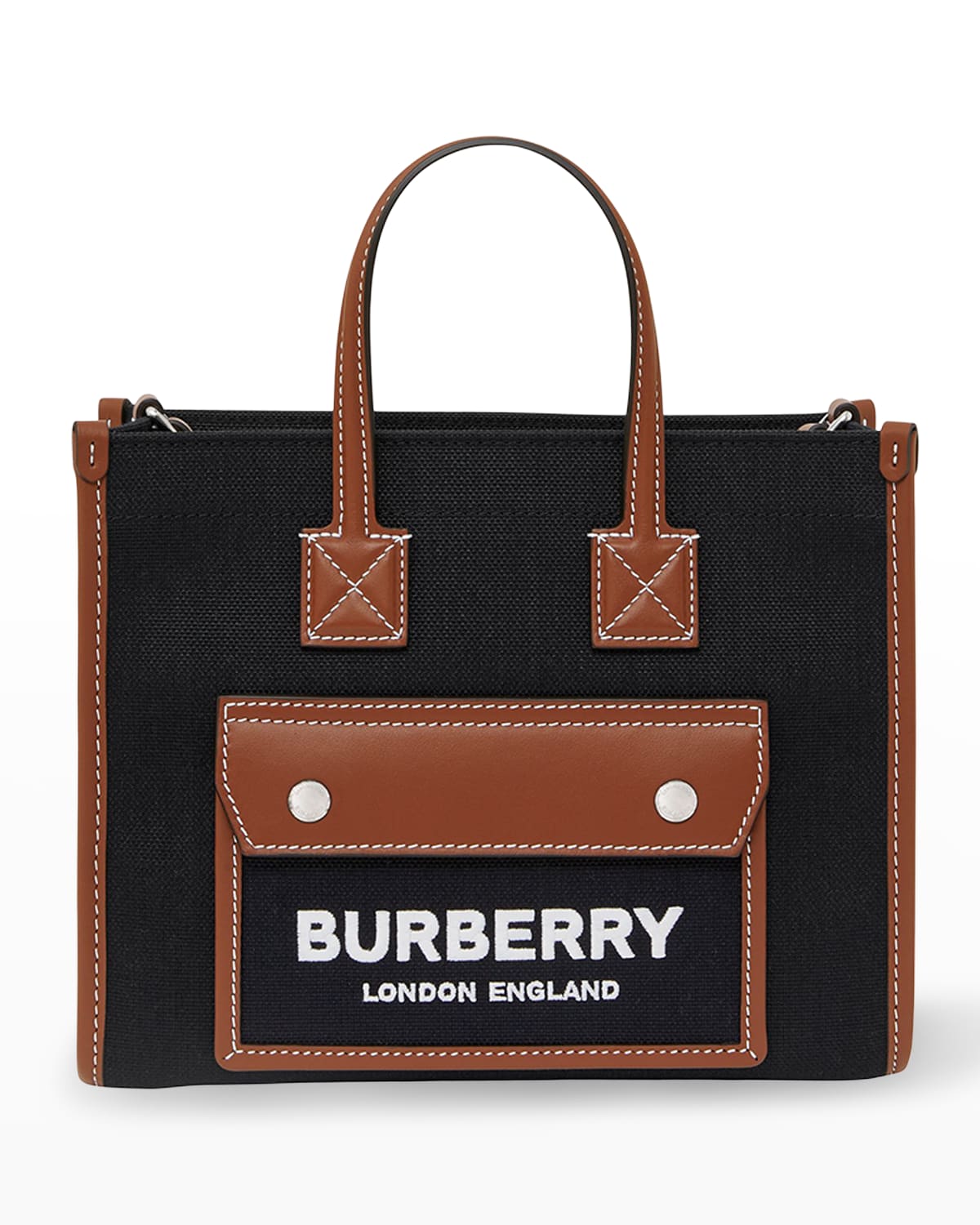 Burberry Micro Pocket Canvas Top-Handle Bag | Neiman Marcus