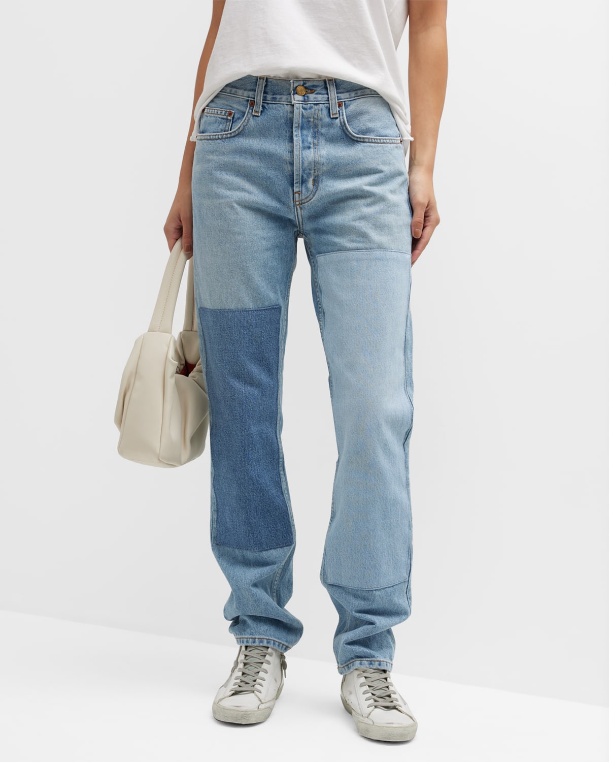 B SIDES Plein Jean Rework Two-Toned Straight Jeans | Neiman Marcus