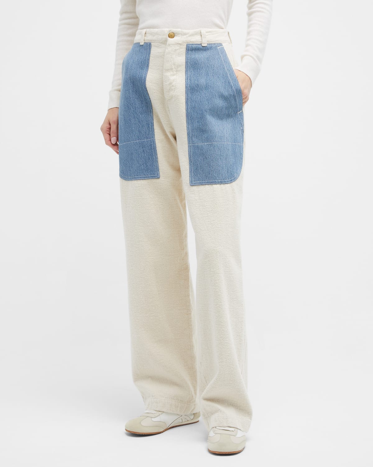 B SIDES Plein Jean Rework Two-Toned Straight Jeans | Neiman Marcus