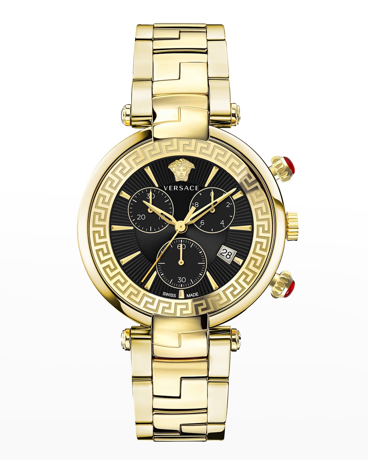 Versace 36mm Greca Chic Bracelet Watch, Gold/Red | Neiman Marcus