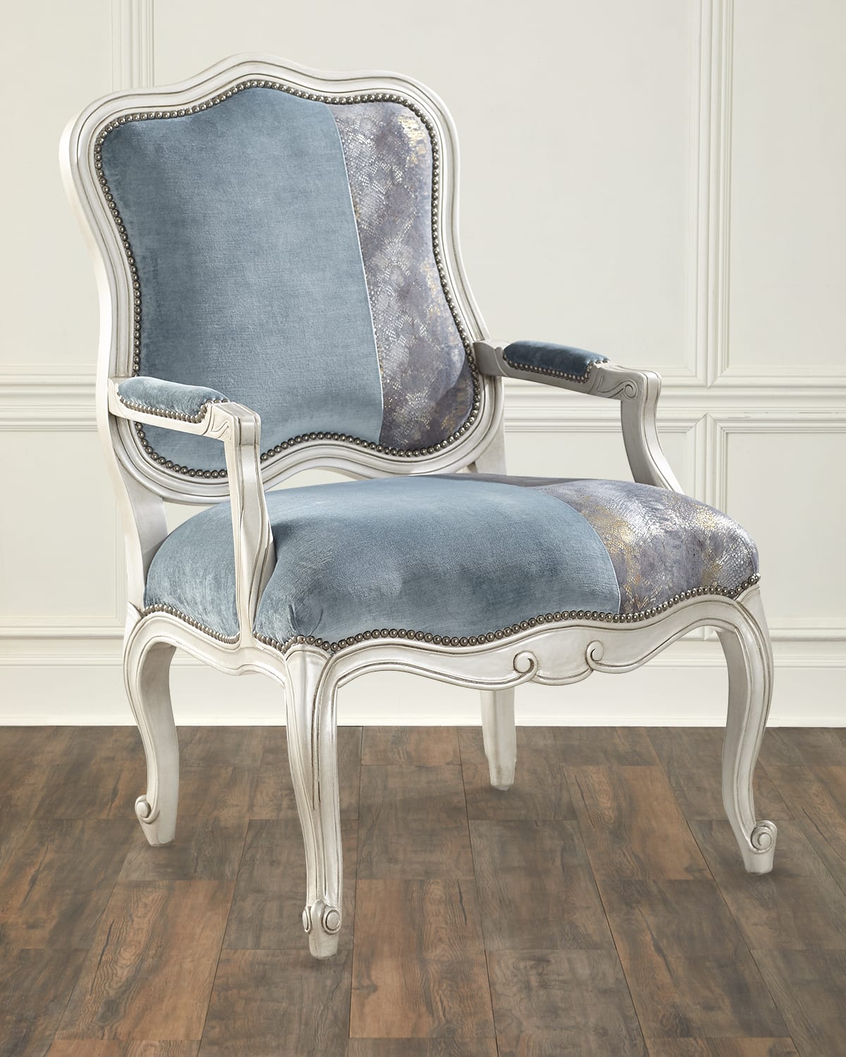 Massoud Blue Colorblock Wing Chair | Neiman Marcus