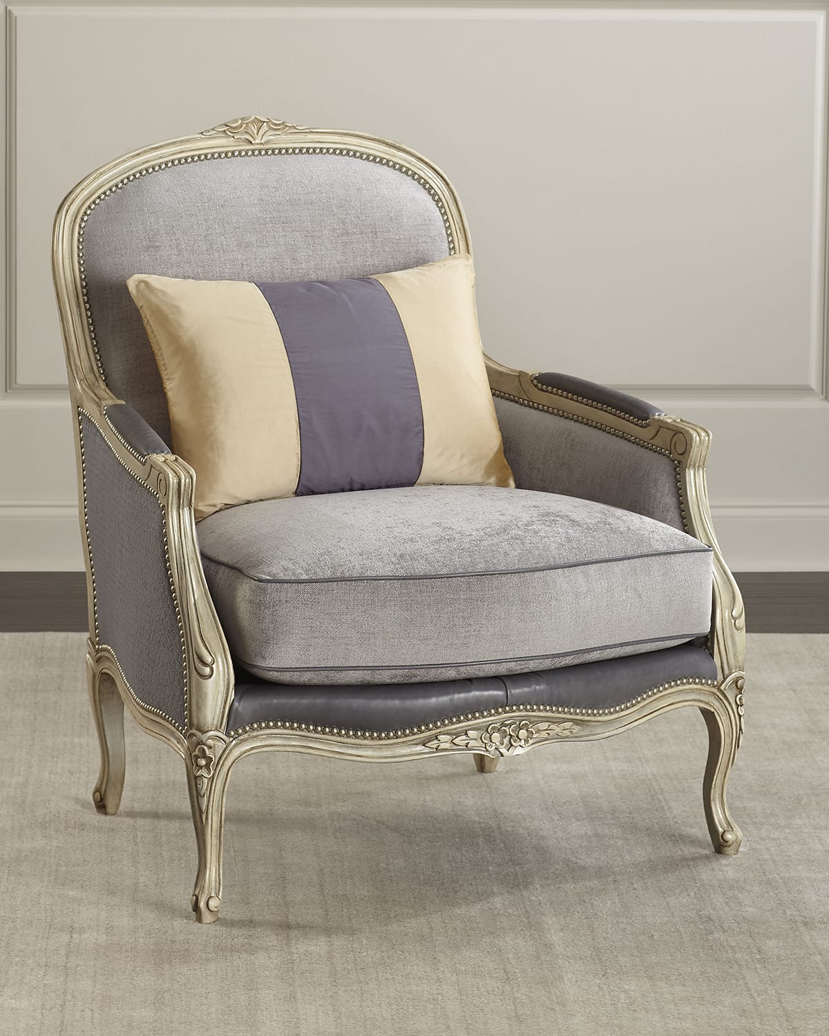 Massoud Blue Colorblock Wing Chair | Neiman Marcus