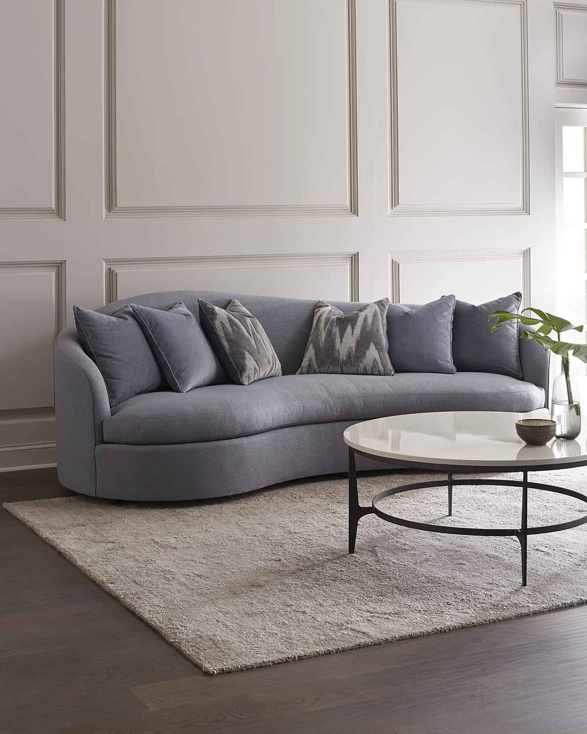 Blue Curved Sofa | Neiman Marcus