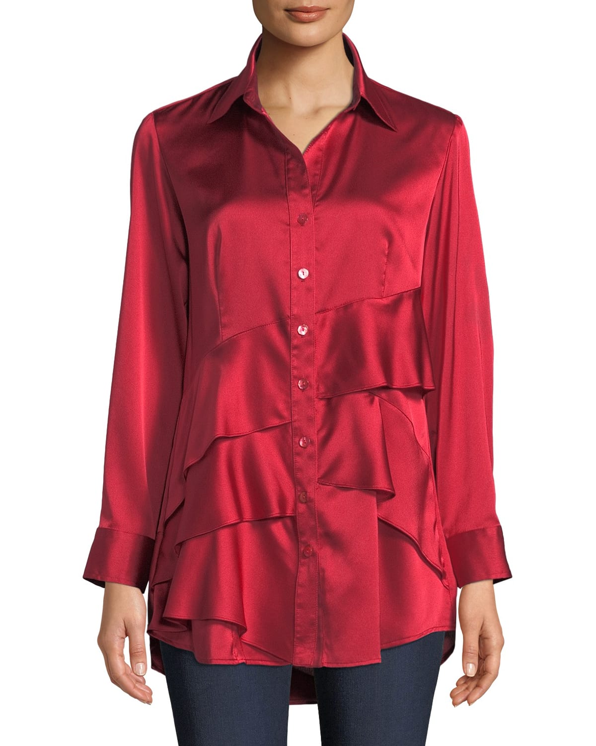Long Sleeves Satin Blouse | Neiman Marcus
