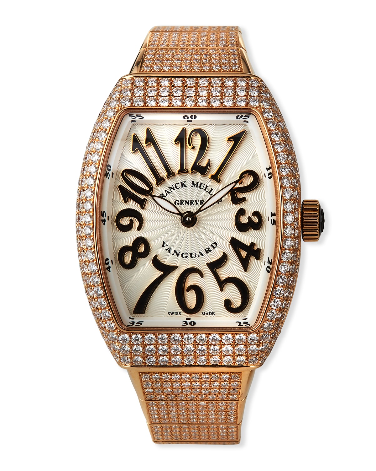 Franck Muller Lady Vanguard Diamond Watch w/ Alligator Strap, Black ...