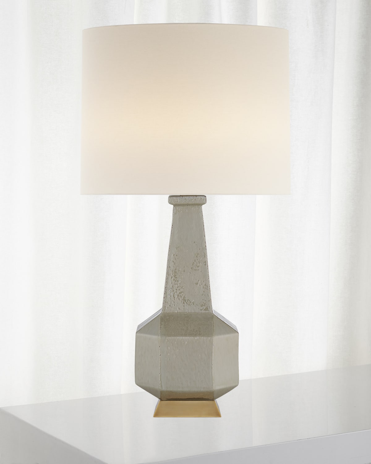 AERIN Eliot Blue Wave Table Lamp with Linen Shade | Neiman Marcus