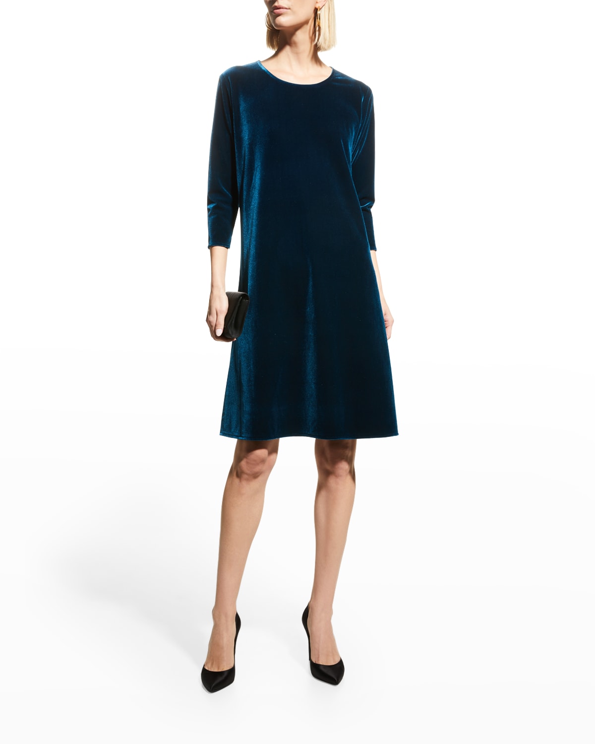 Round Neckline Velvet Dress Neiman Marcus