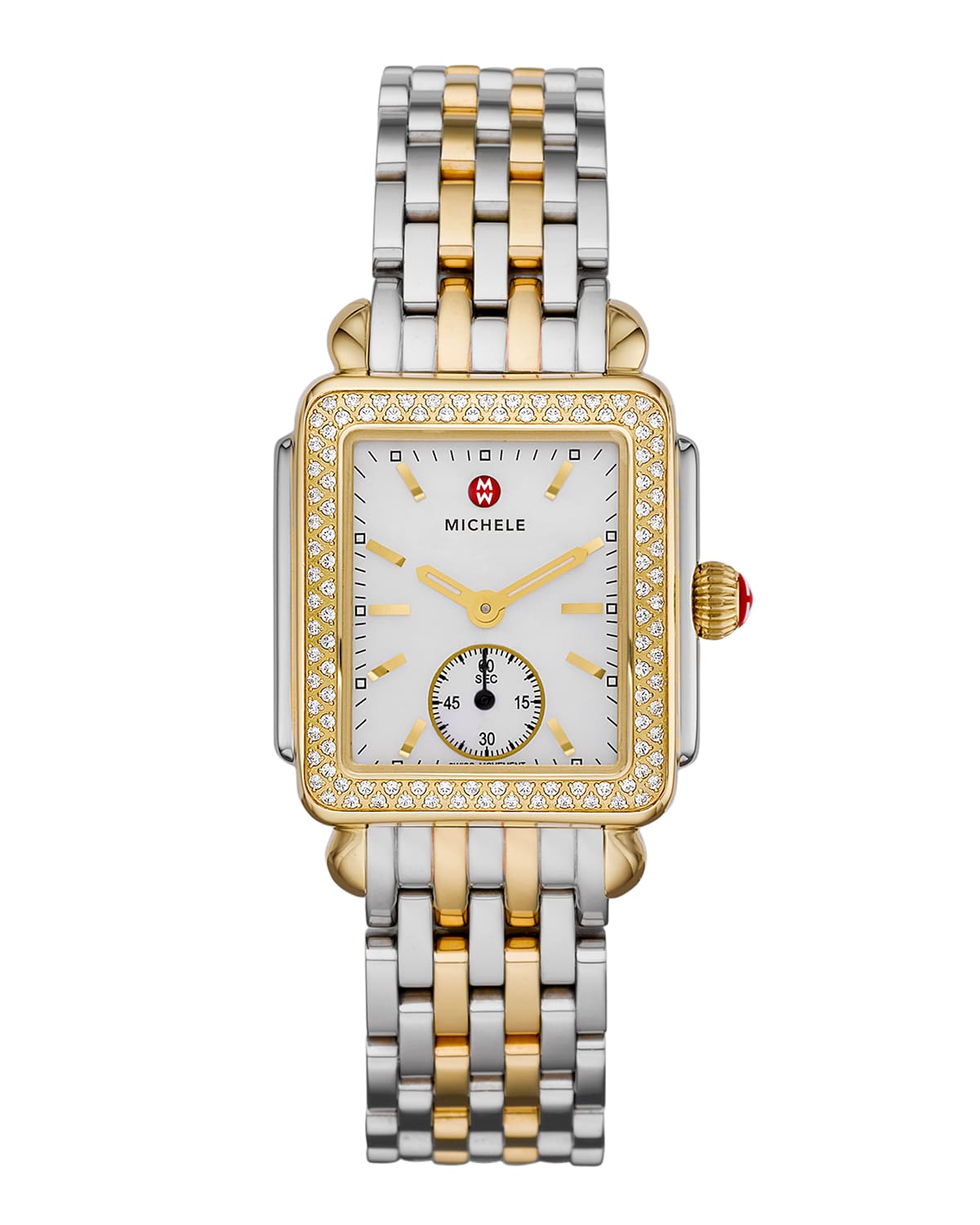 MICHELE Deco Madison 18 Two-Tone Pink Gold Diamond Watch | Neiman Marcus