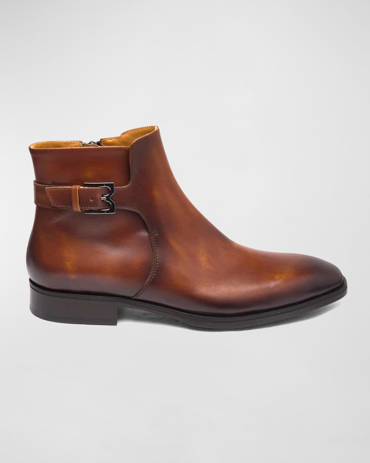 Leather Almond Buckle Boot | Neiman Marcus
