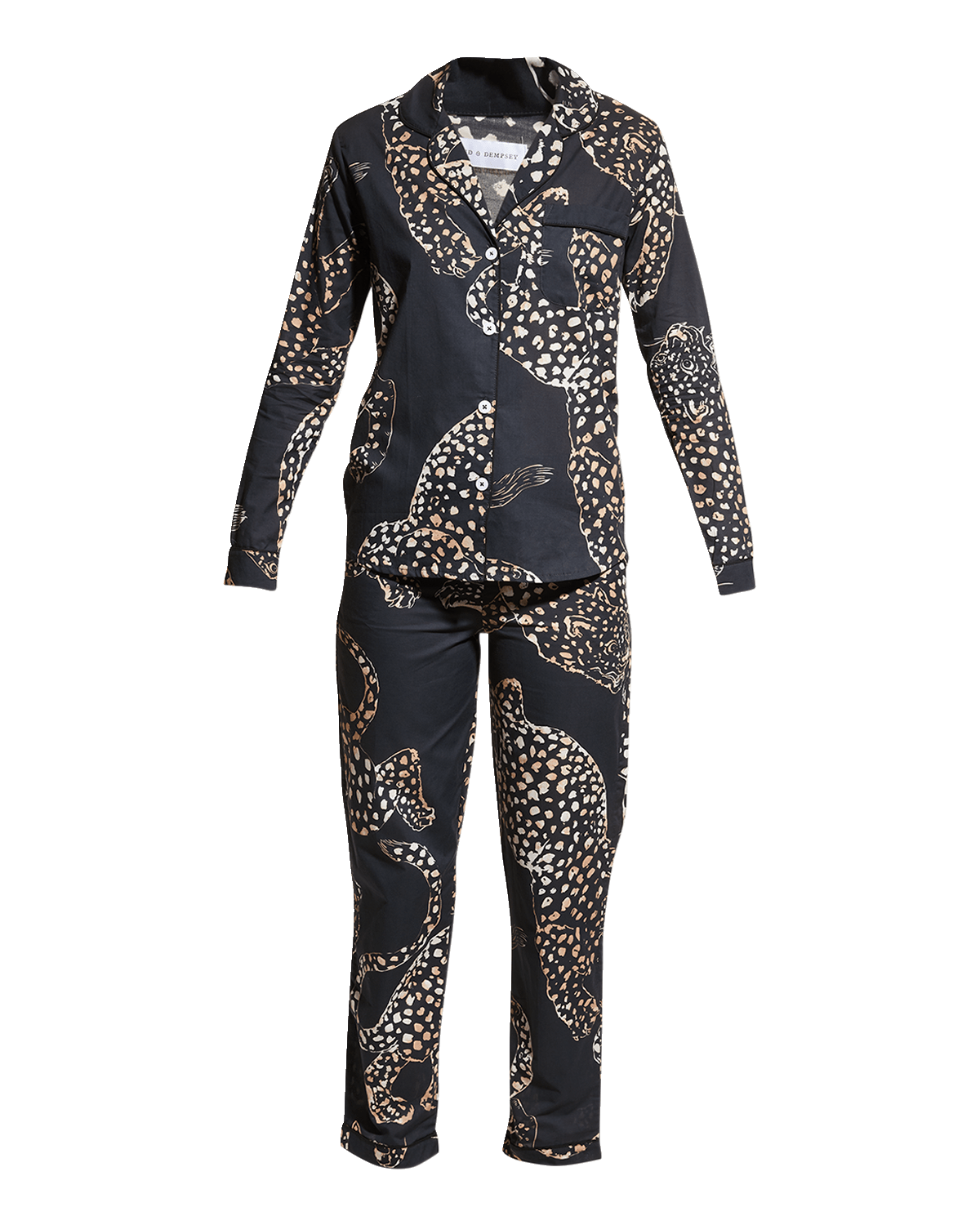 Desmond & Dempsey Large Leopard Long-Sleeve Pajama Set | Neiman Marcus