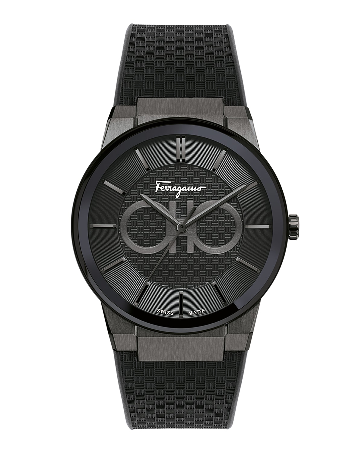 Salvatore Ferragamo Men's Automatic Octagonal Leather Watch, Black ...
