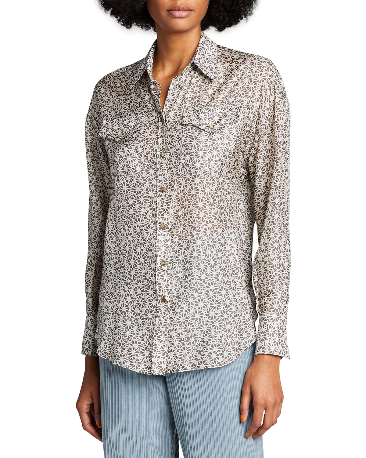 Floral Print Silk Blouse | Neiman Marcus