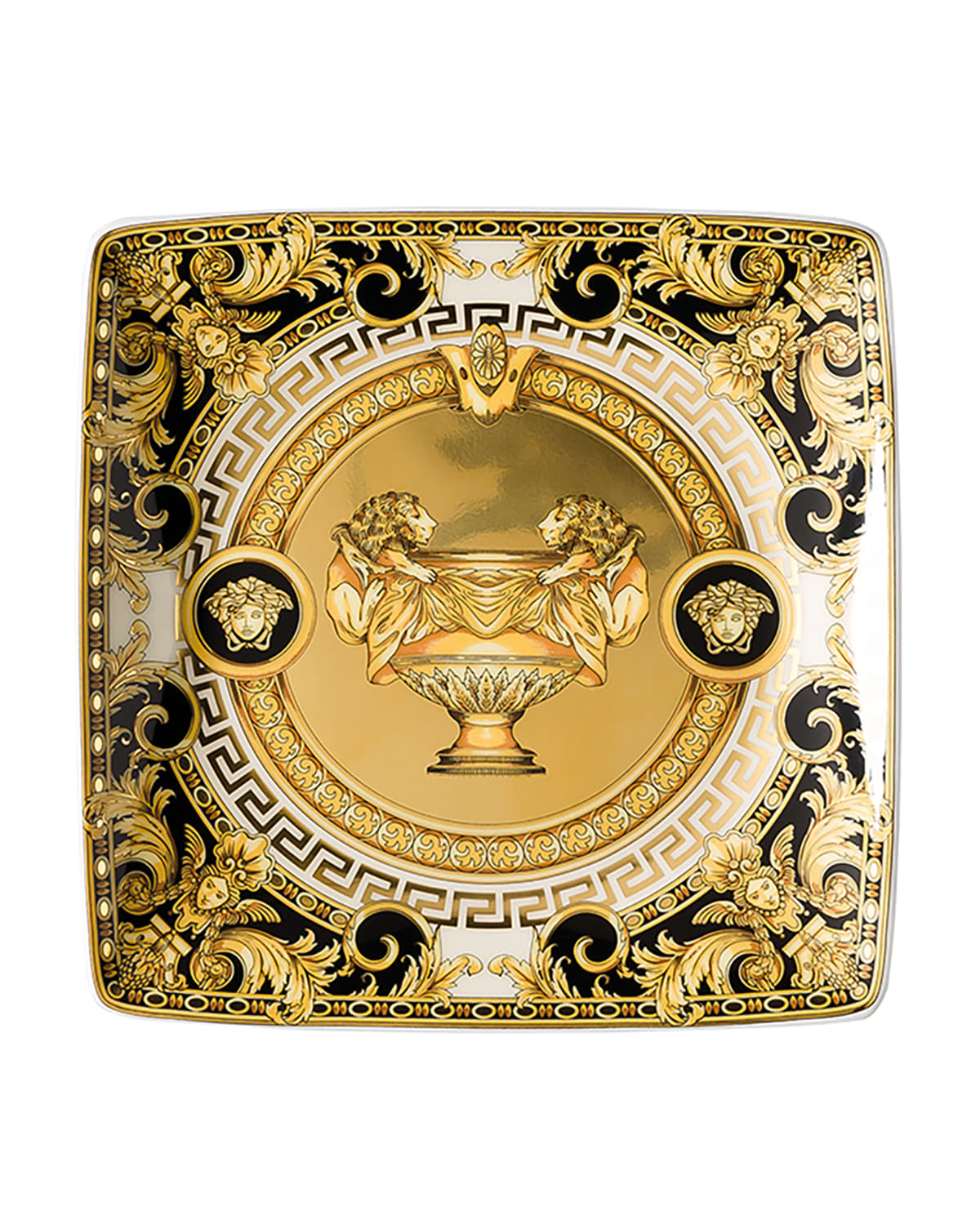 Versace Virtus Gala Black Canape Dish | Neiman Marcus