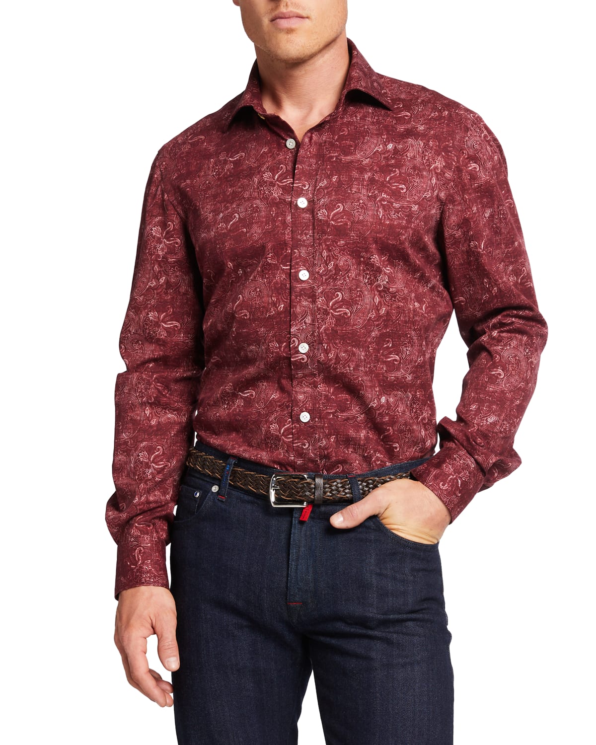 Shirttail Hem Print Shirt | Neiman Marcus