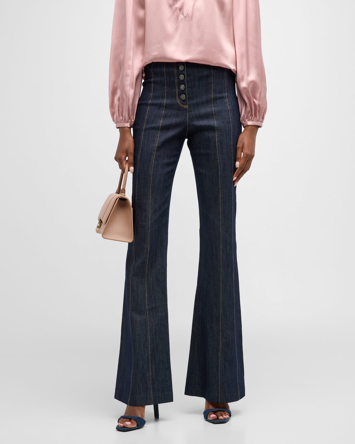 Cinq À Sept Carolina Flare-leg Denim Jeans In Indigo | ModeSens