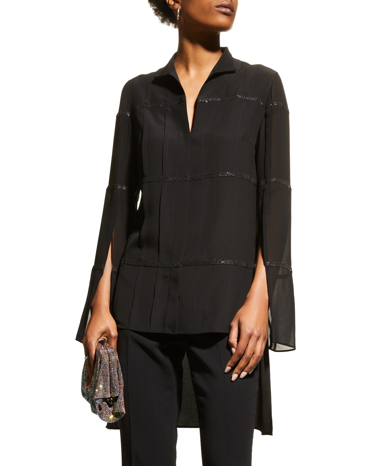 Black Chiffon Top | Neiman Marcus