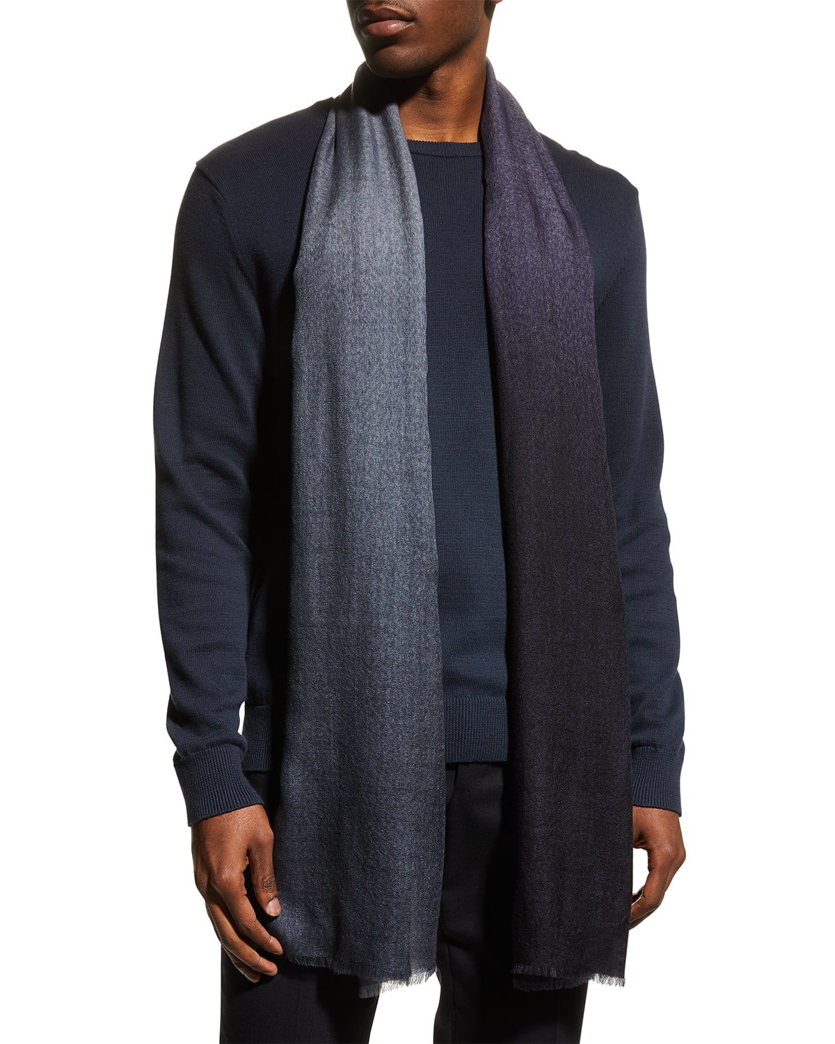 Neiman Marcus Men's Cashmere Solid Fringe Scarf | Neiman Marcus