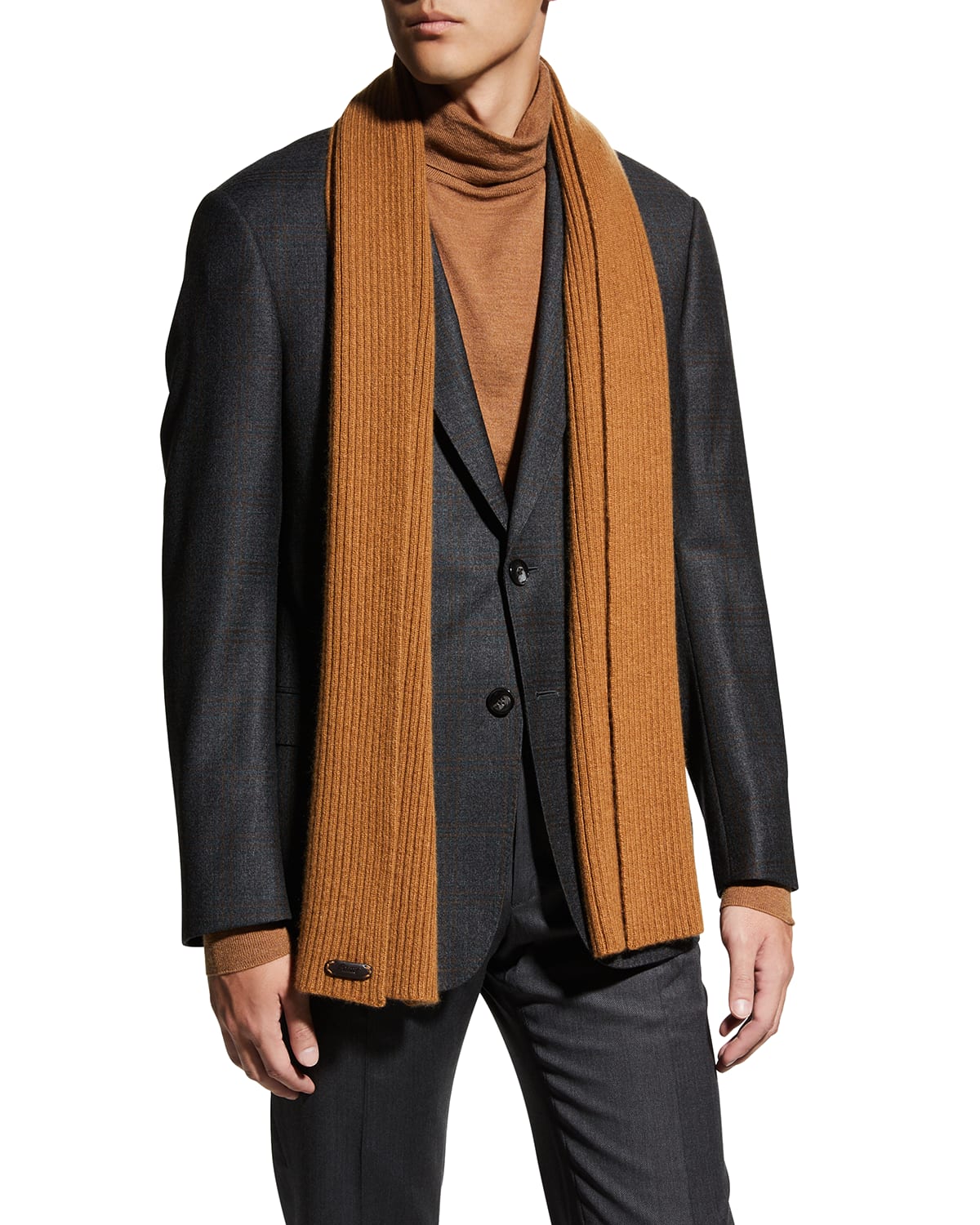 Neiman Marcus Men's Cashmere Solid Fringe Scarf | Neiman Marcus