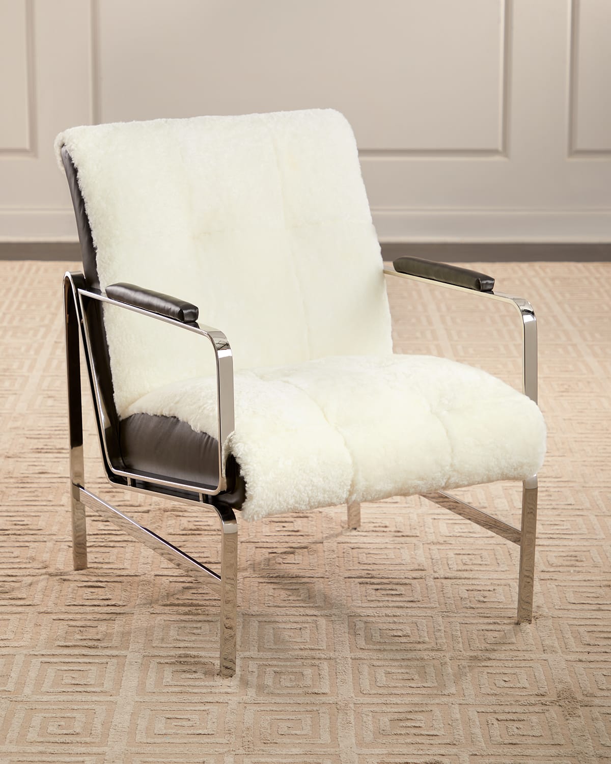 Massoud Blue Colorblock Wing Chair | Neiman Marcus