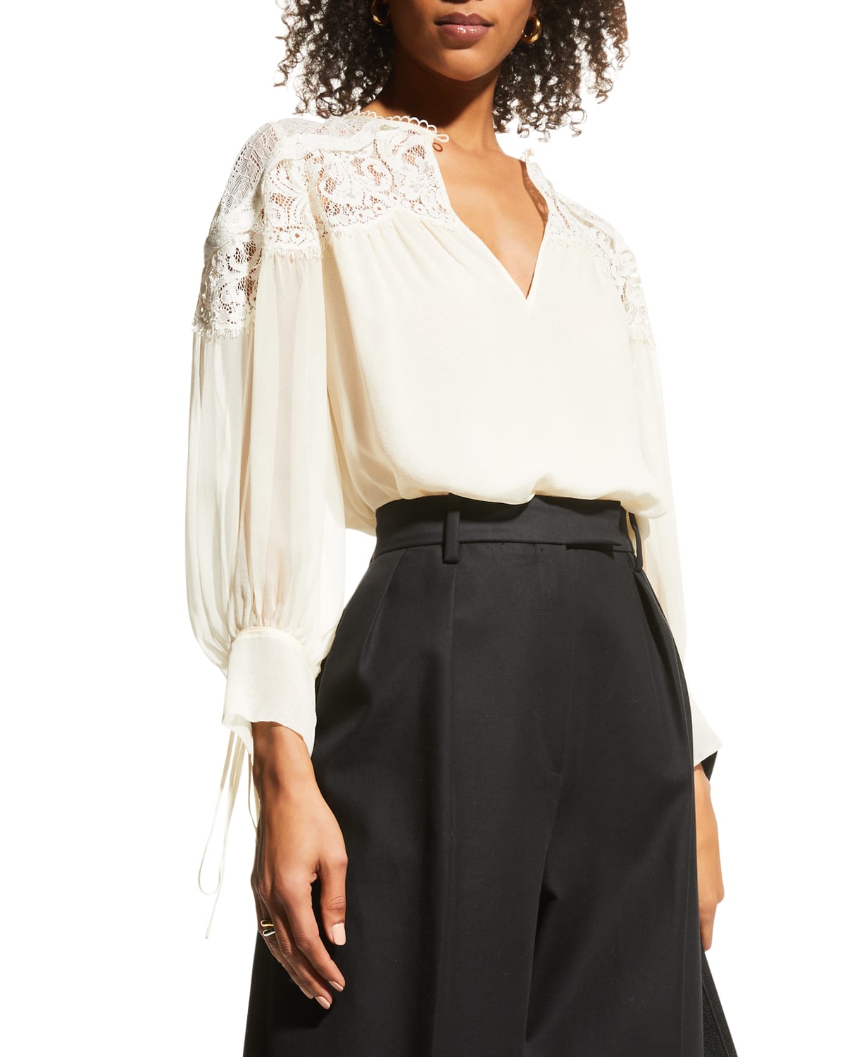 Round Neckline Shirttail Hem Blouse | Neiman Marcus