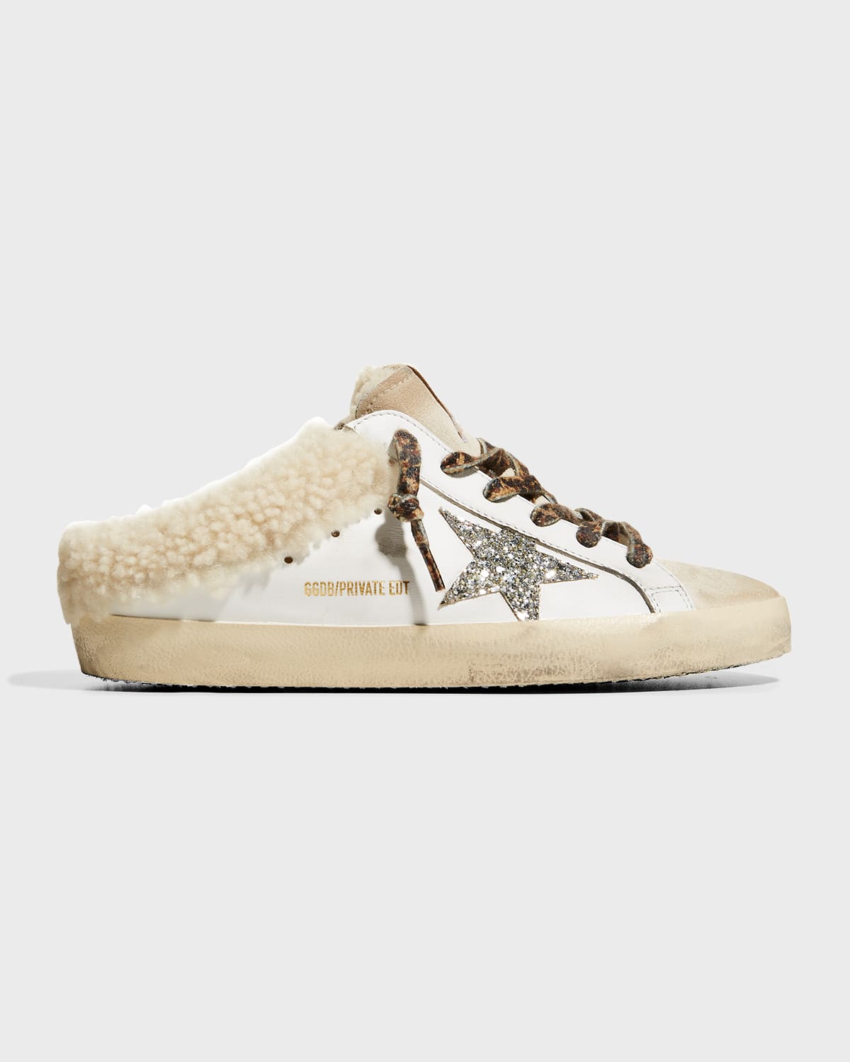 Golden Goose Superstar Sabot Leather Shearling Sneakers In Brown/white ...