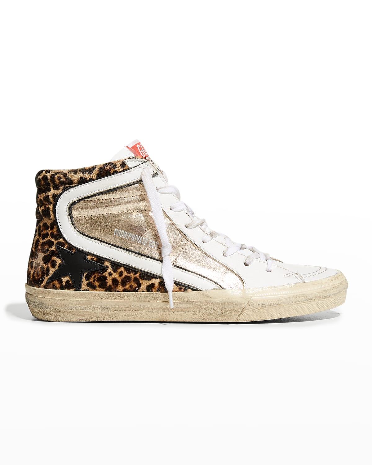 Golden Goose Slide Mid-Top Glitter Pearly-Stud Sneakers | Neiman Marcus