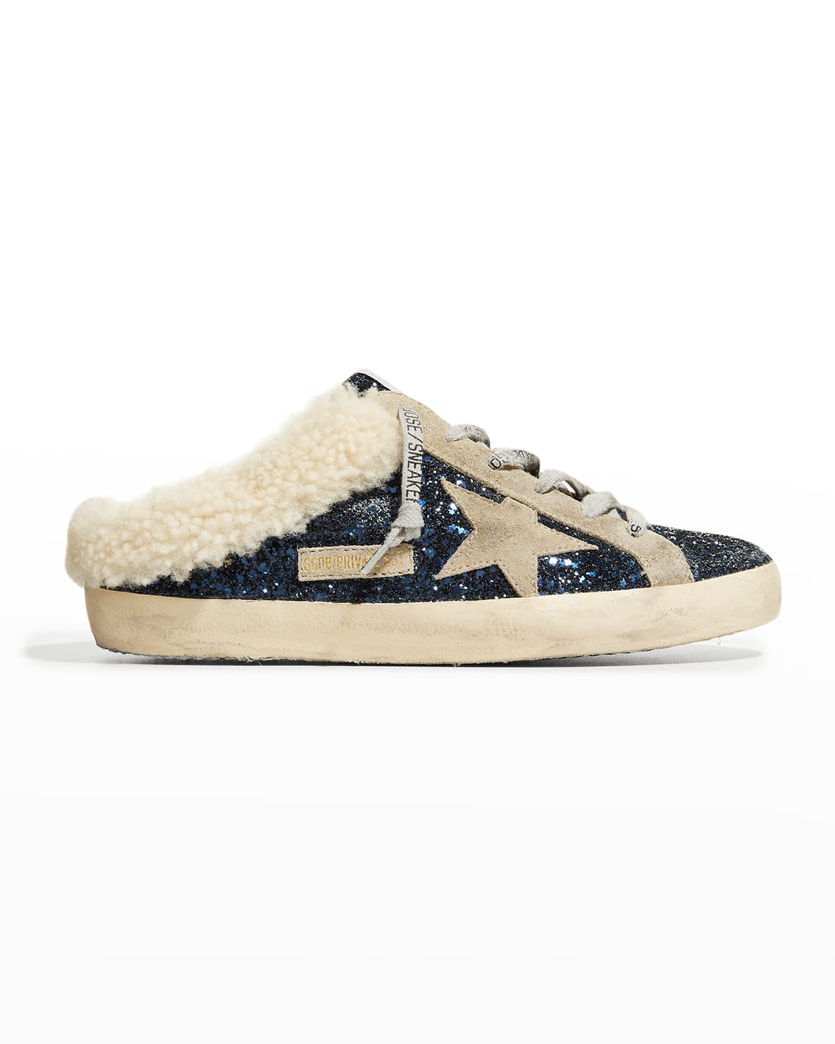 Golden Goose Superstar Sabot Glitter Shearling Sneakers In Night Blue ...