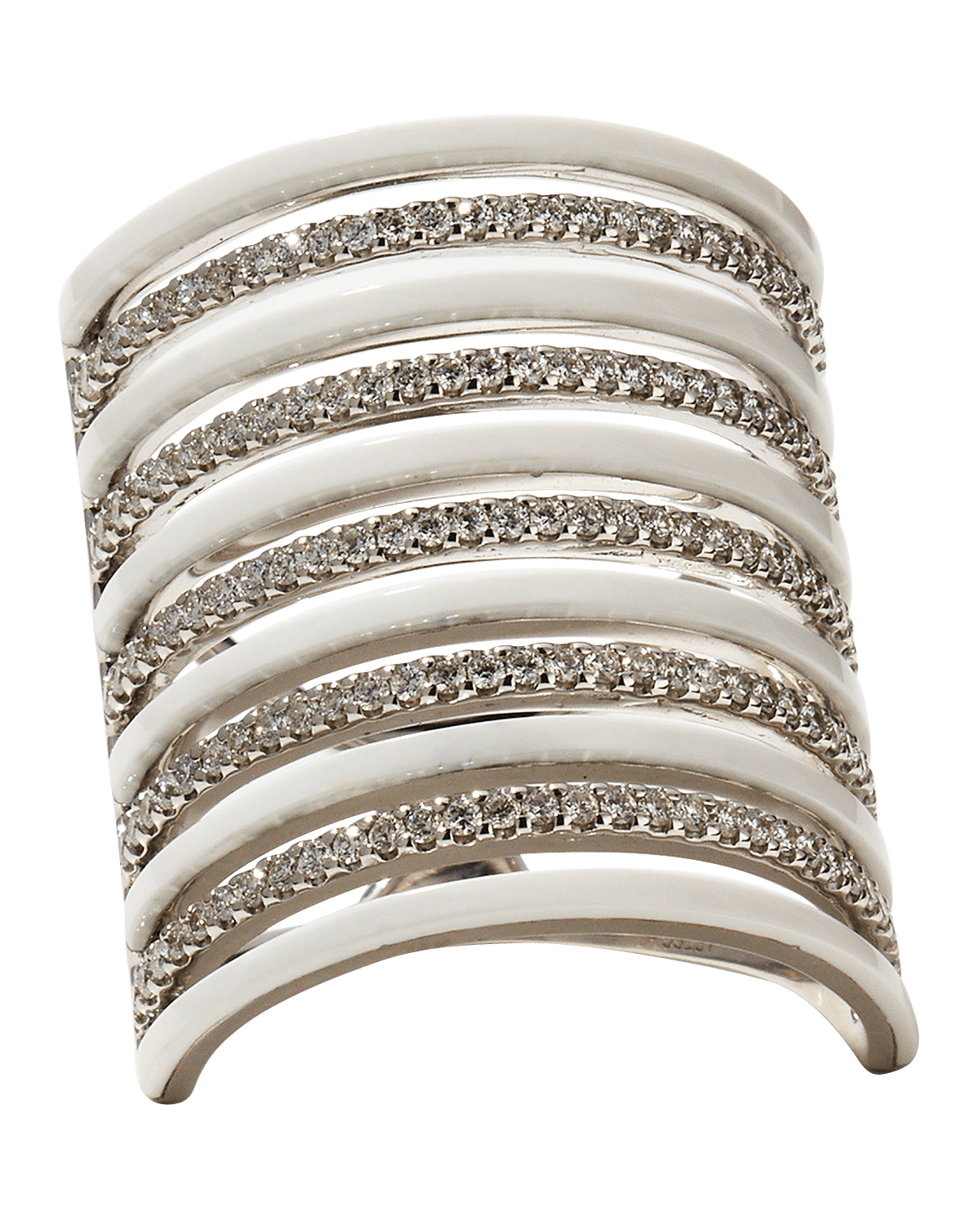 Walters Faith Clive Sterling Silver Wide Fluted Band Ring with Rose ...