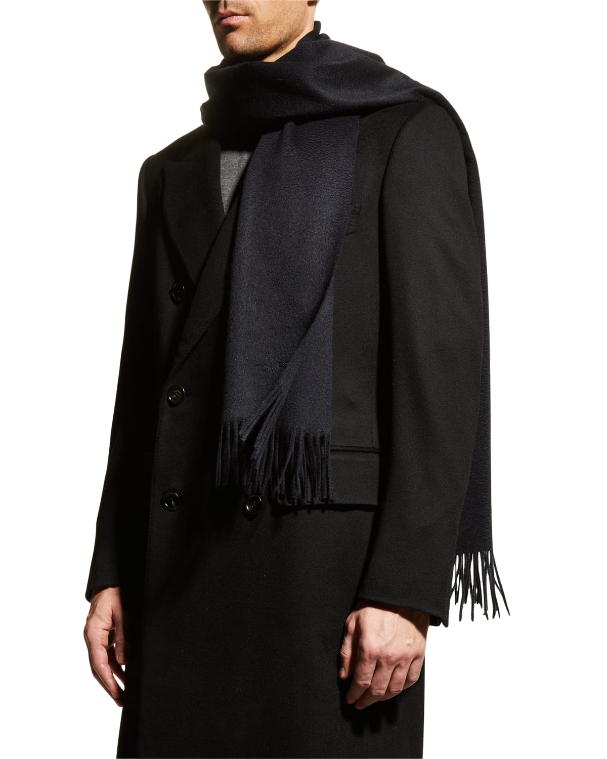 Neiman Marcus Men's Cashmere Solid Fringe Scarf | Neiman Marcus