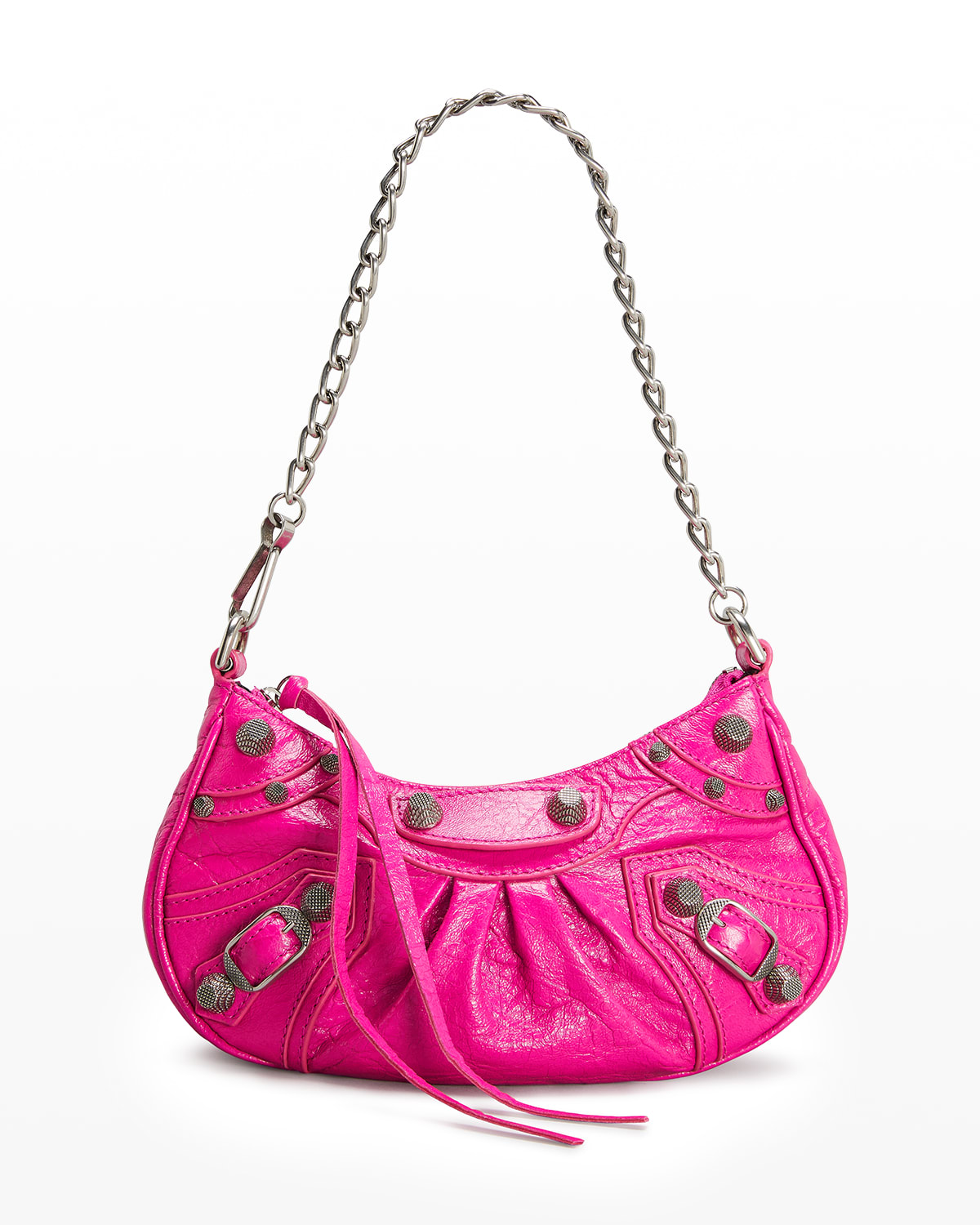 Hobo Betty leather handbag. Fuschia. Zip closure - lingerose.com