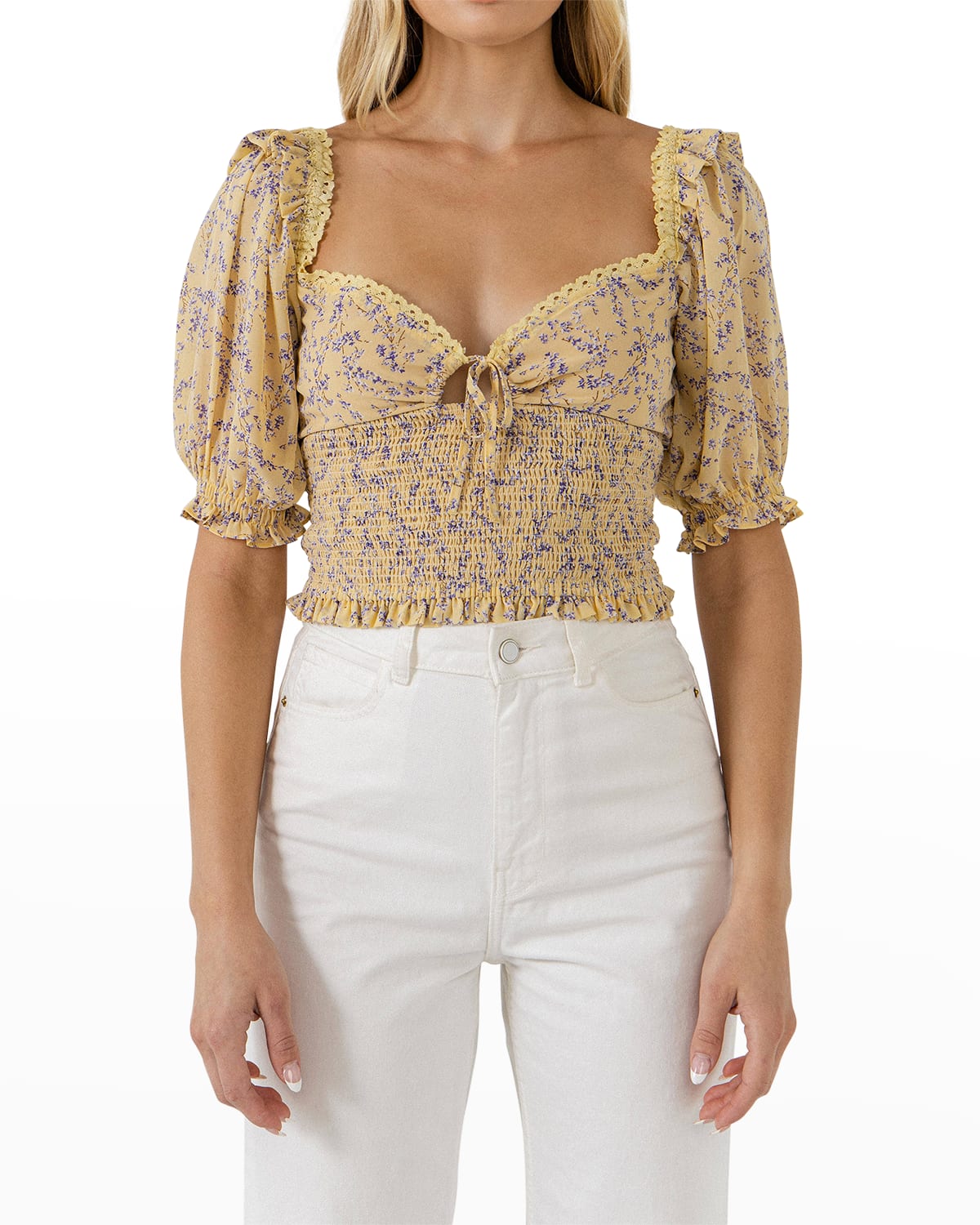 Fitted Lace Top | Neiman Marcus