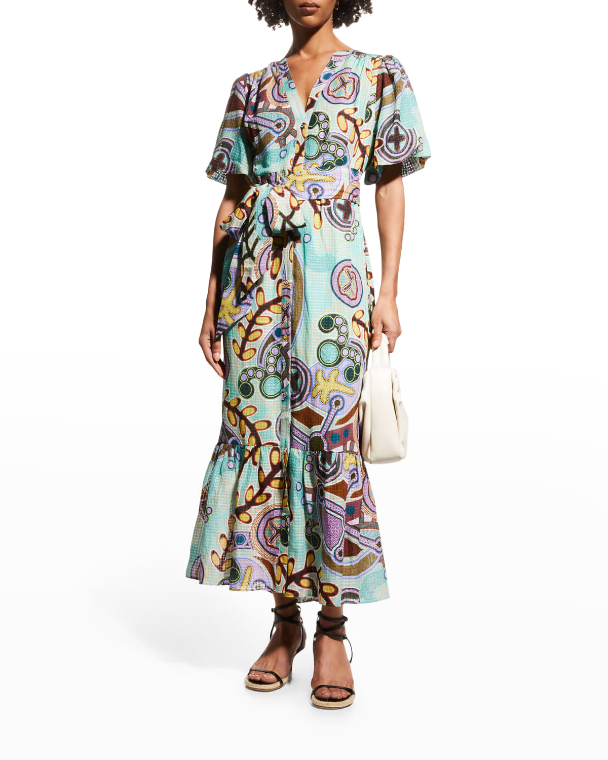 Abstract Print Ruched Dress | Neiman Marcus