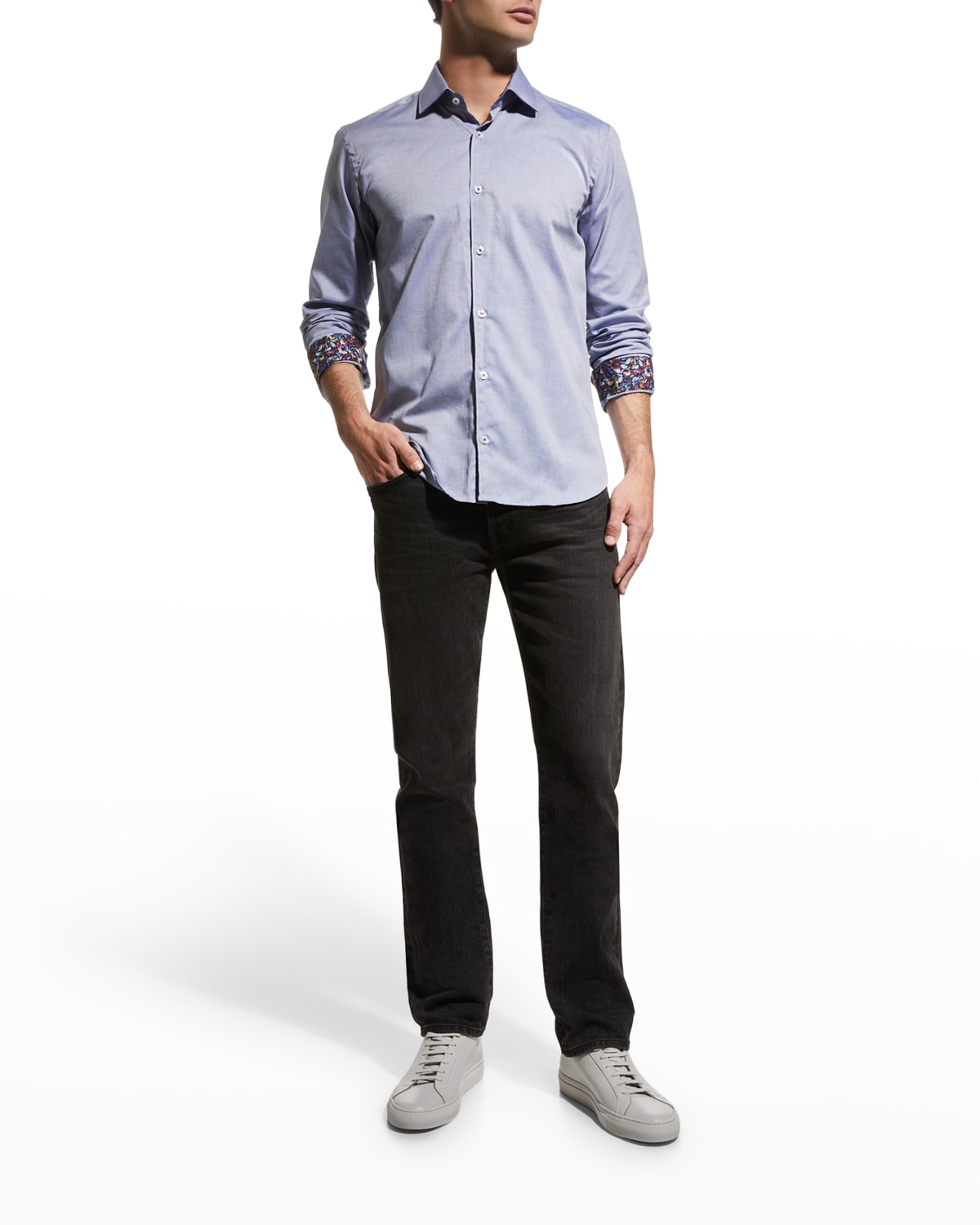 Contrast Collar Shirt | Neiman Marcus