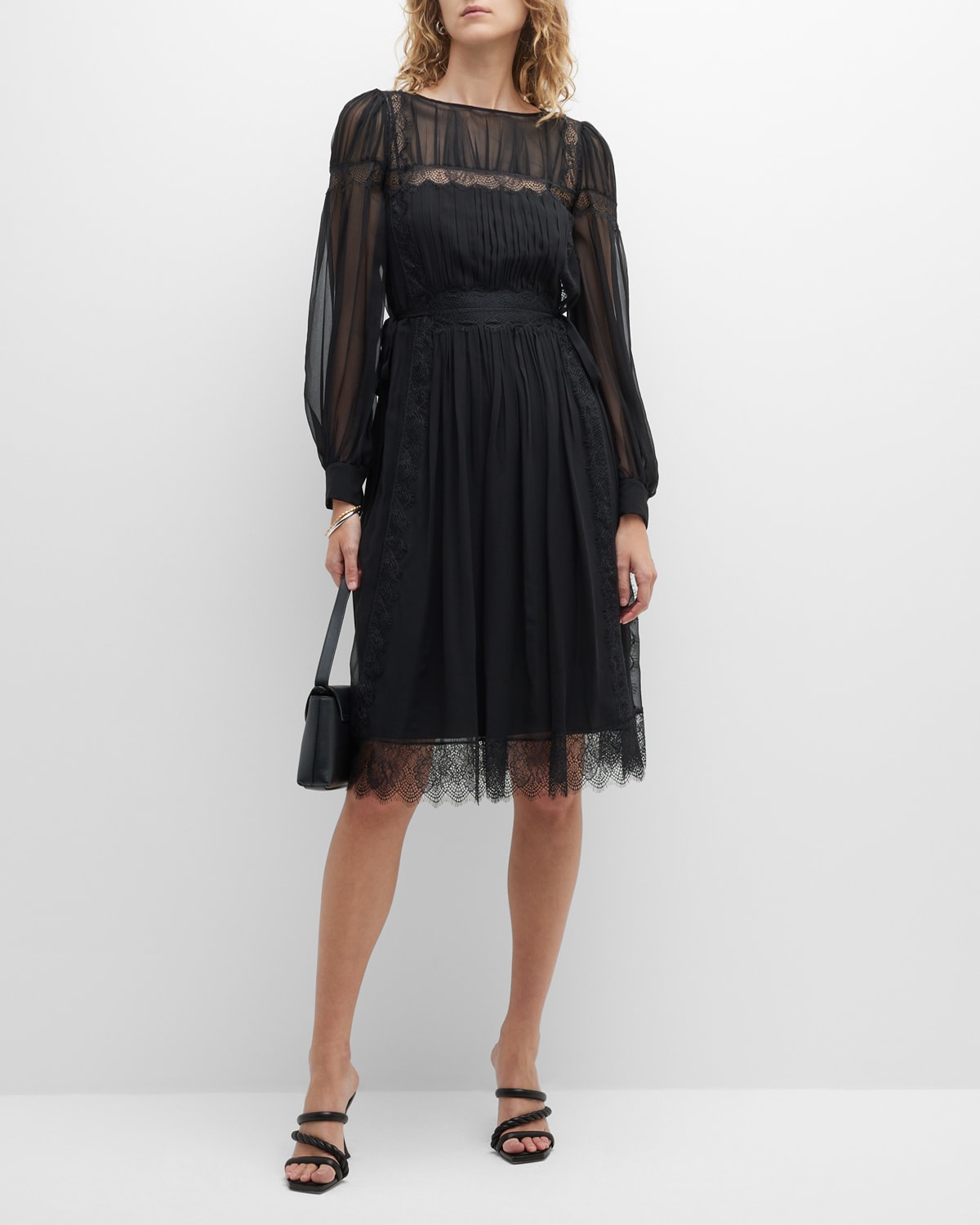Lace Keyhole Back Dress | Neiman Marcus