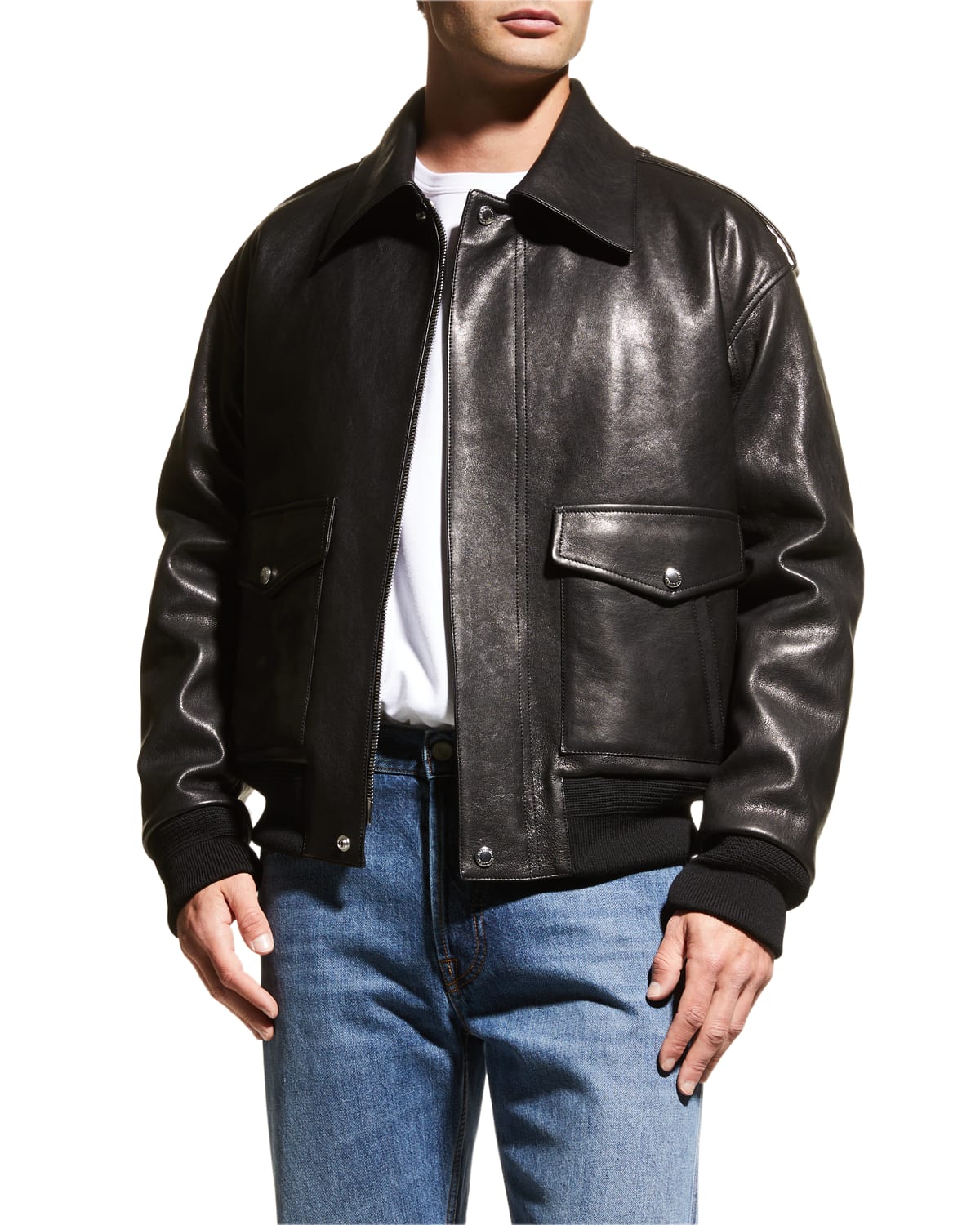Black Lambskin Leather Jacket | Neiman Marcus | Black Lambskin Leather Coat