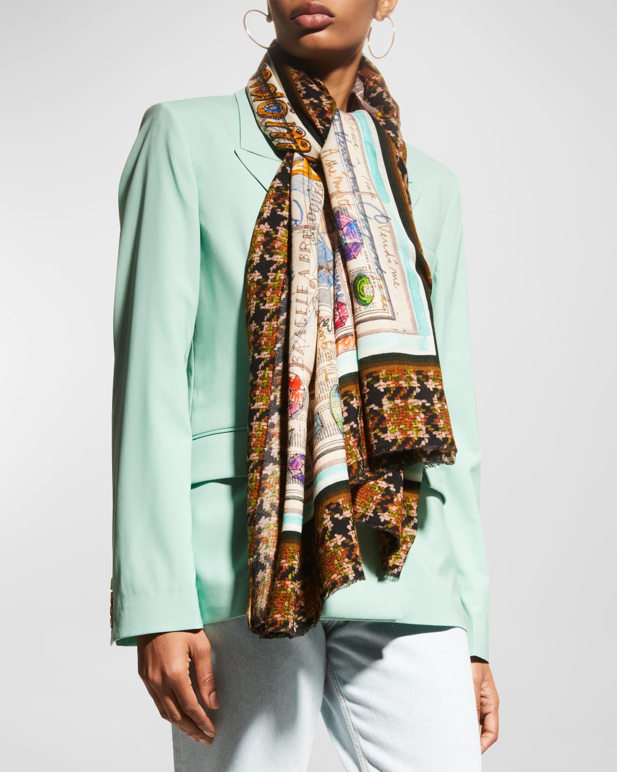 Tory Burch Pearls & Ducks T Monogram Silk Square Scarf | Neiman Marcus
