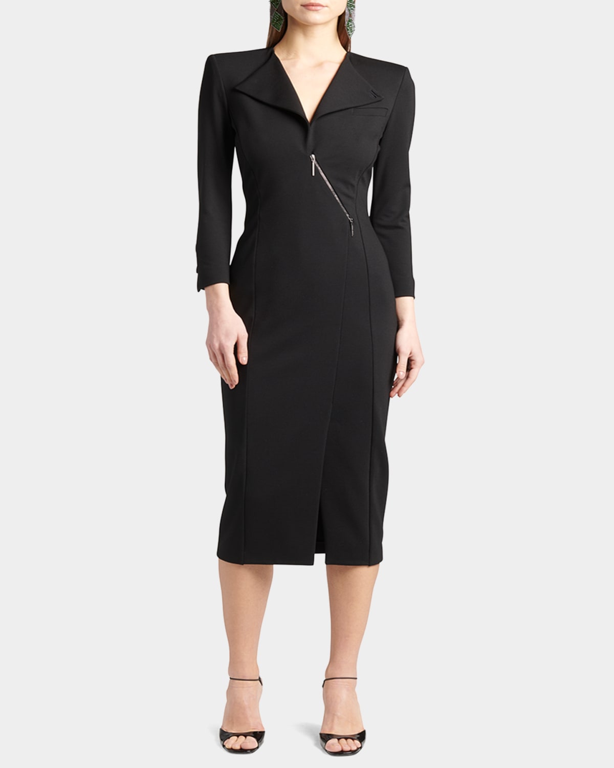 Black Front Zip Dress | Neiman Marcus