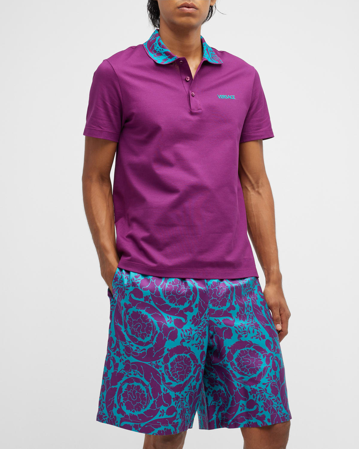 Contrast Collar Shirt | Neiman Marcus