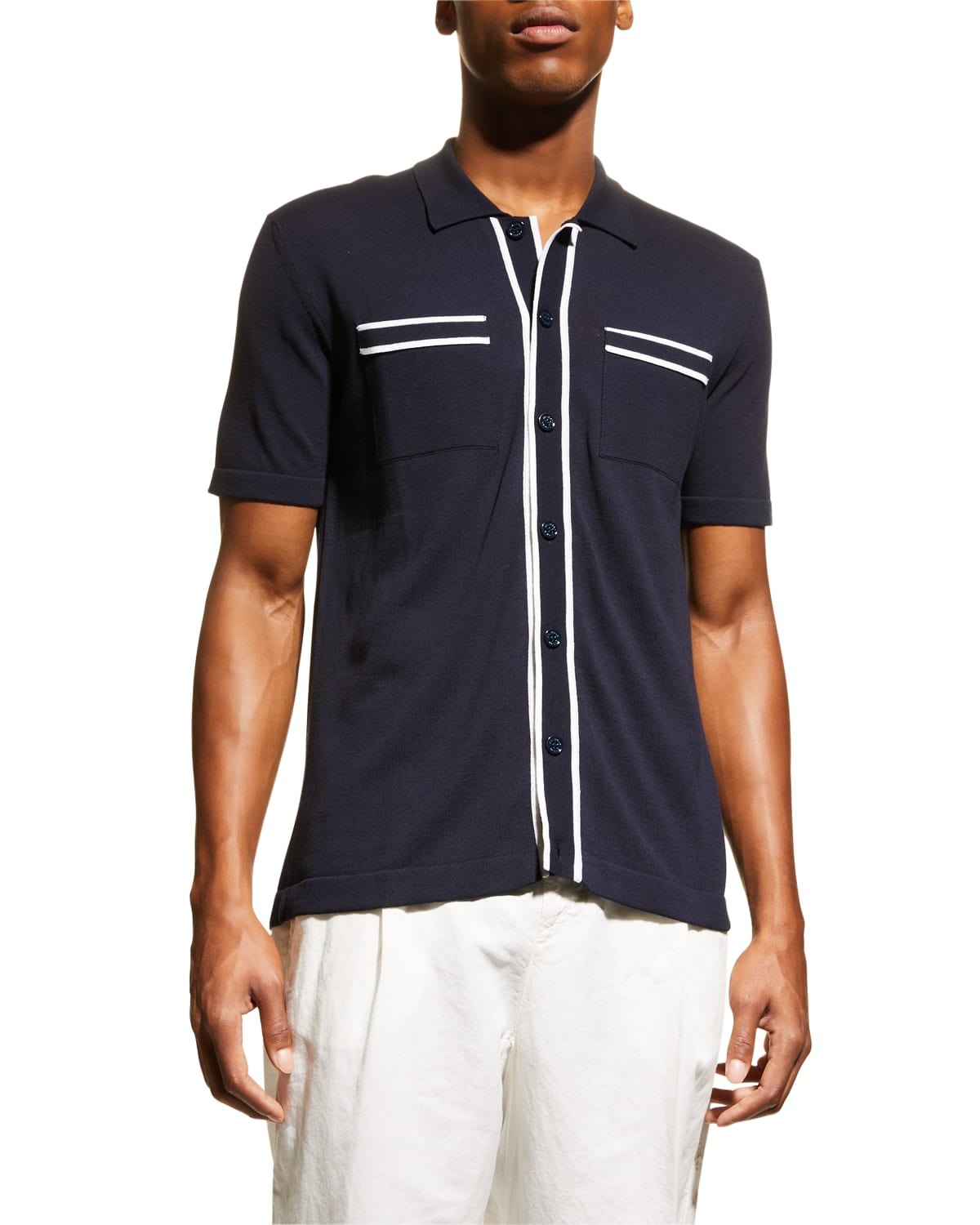 Contrast Collar Shirt | Neiman Marcus