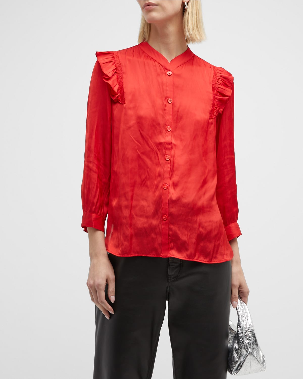 Long Sleeves Satin Blouse | Neiman Marcus