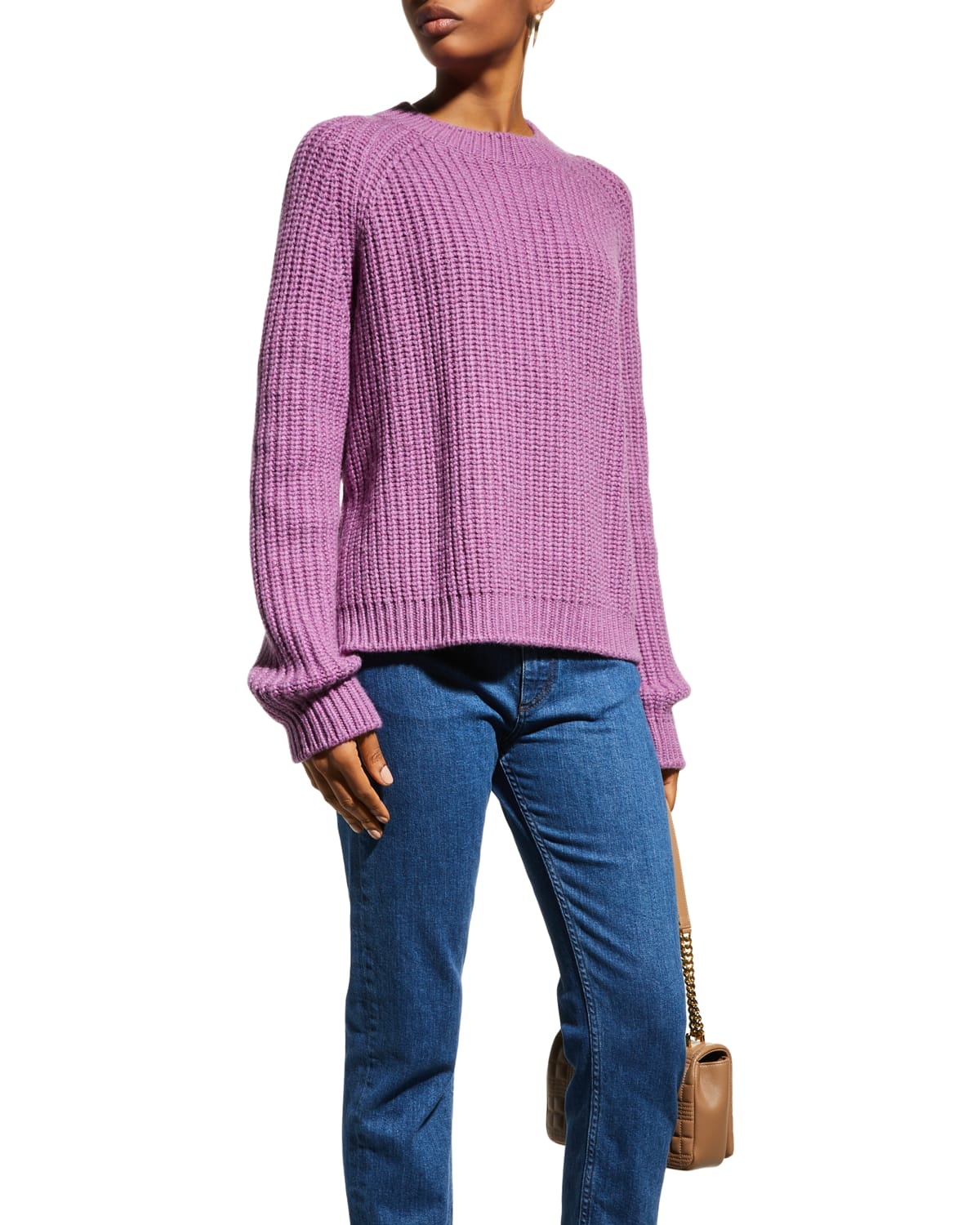 Neiman Marcus 100% Cashmere Heather Purple Crewneck Sweater Medium ...