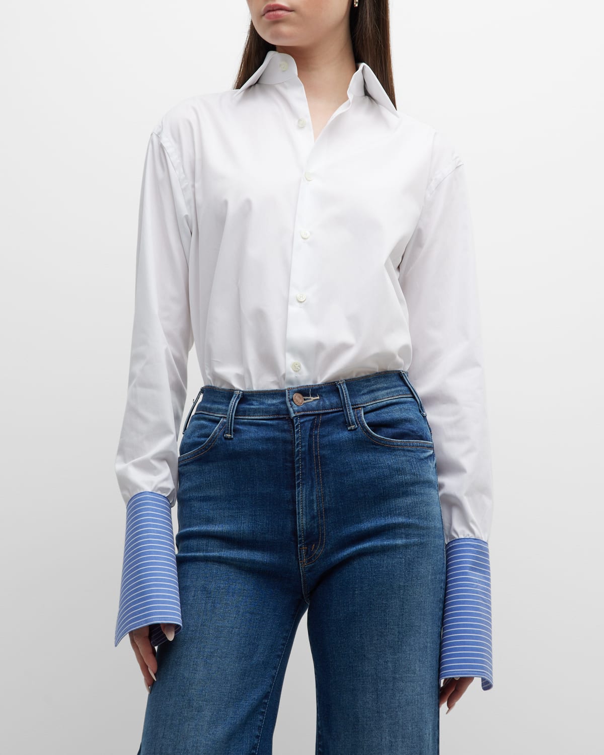 Contrast Collar Shirt | Neiman Marcus