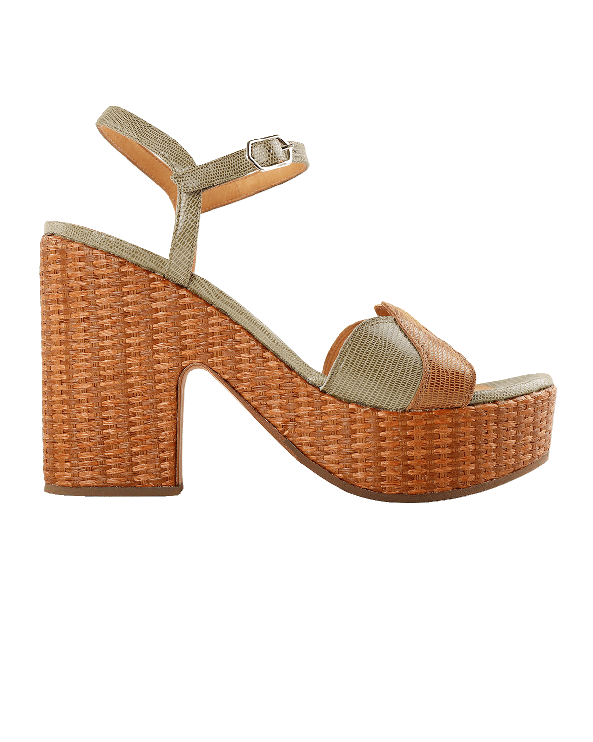 Chie Mihara Contour Mixed Leather Platform Sandals | Neiman Marcus