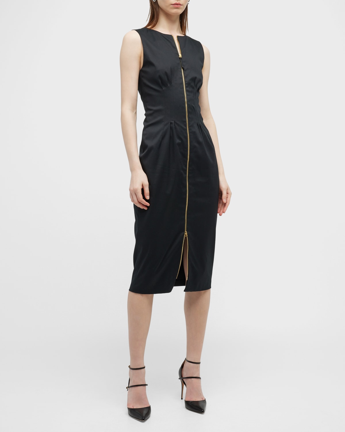 Black Front Zip Dress | Neiman Marcus