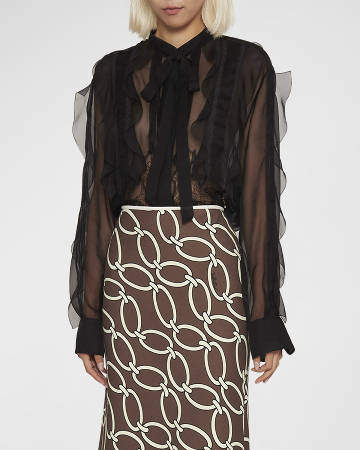Black Chiffon Top | Neiman Marcus