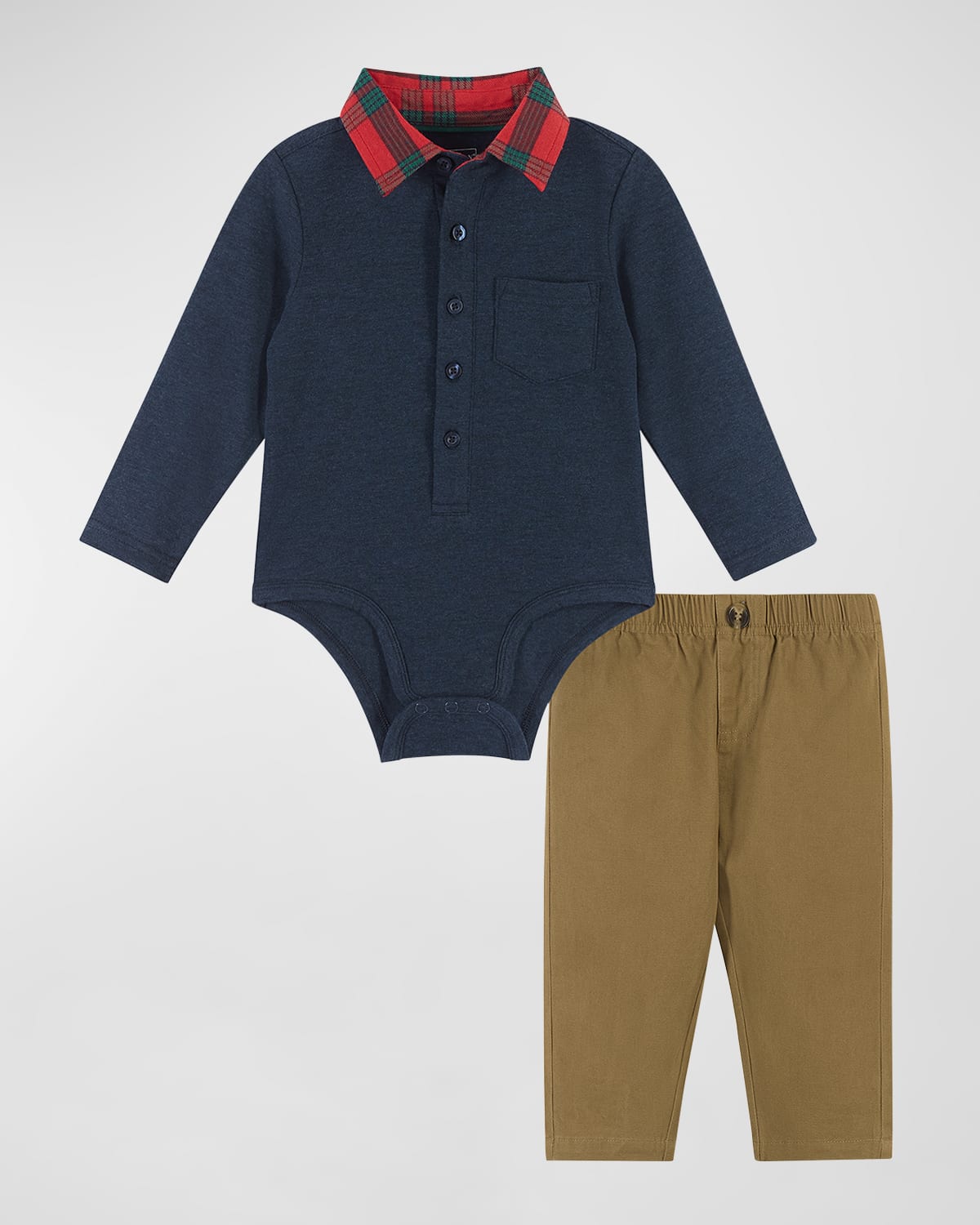 Andy & Evan Boy's Hunter Holiday Polo Bodysuit & Pants Set, Size ...