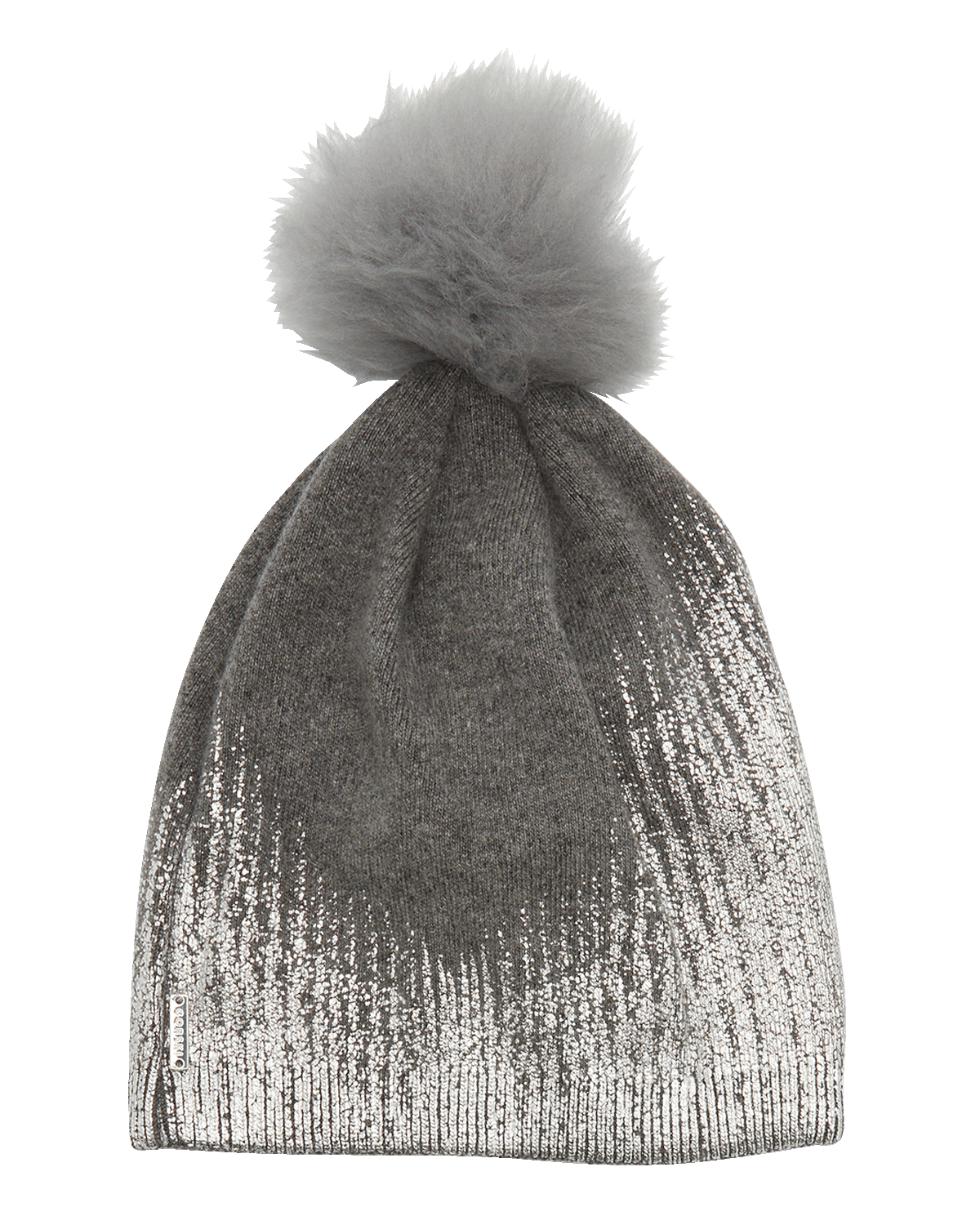 Adrienne Landau Metallic Beanie W/ Faux Fur Pom | Neiman Marcus