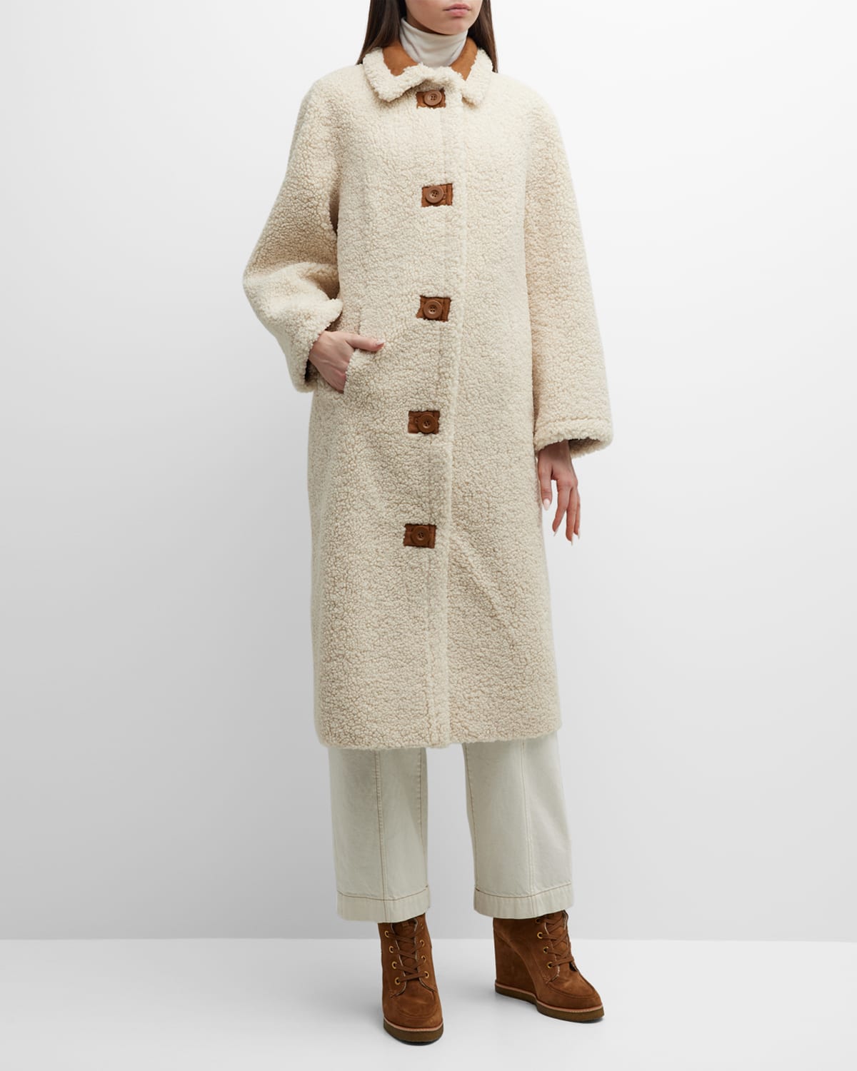 louren stand collar over coat-