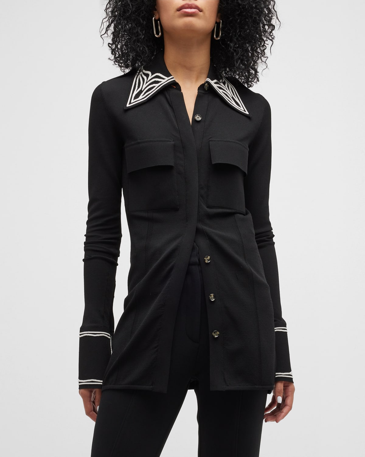 Contrast Collar Shirt | Neiman Marcus