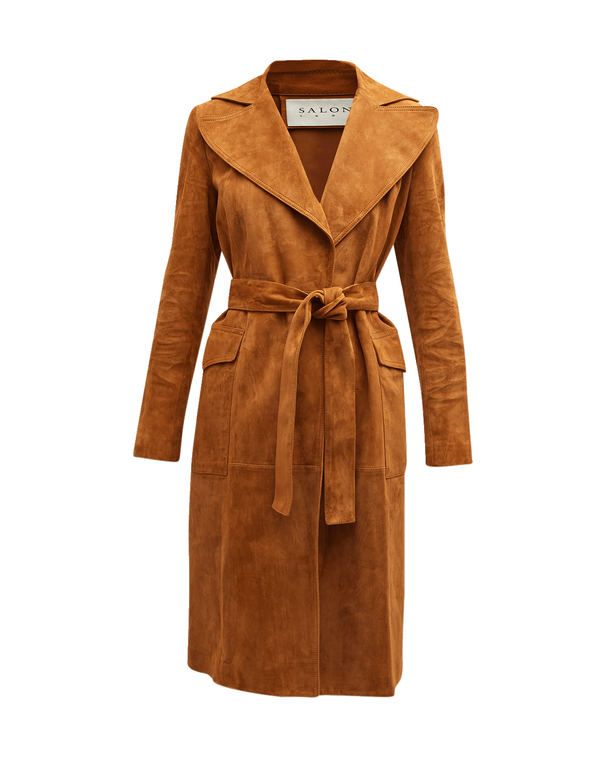 Oscar de la Renta Moire Faille Belted Trench Coat with Tulle Back ...